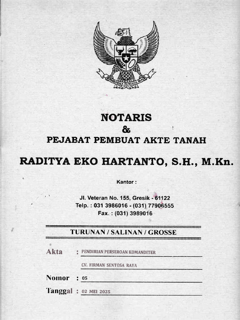 1747640627-Pendirian CV. Firman Sentosa Raya - 20250506 - 0001 | PDF