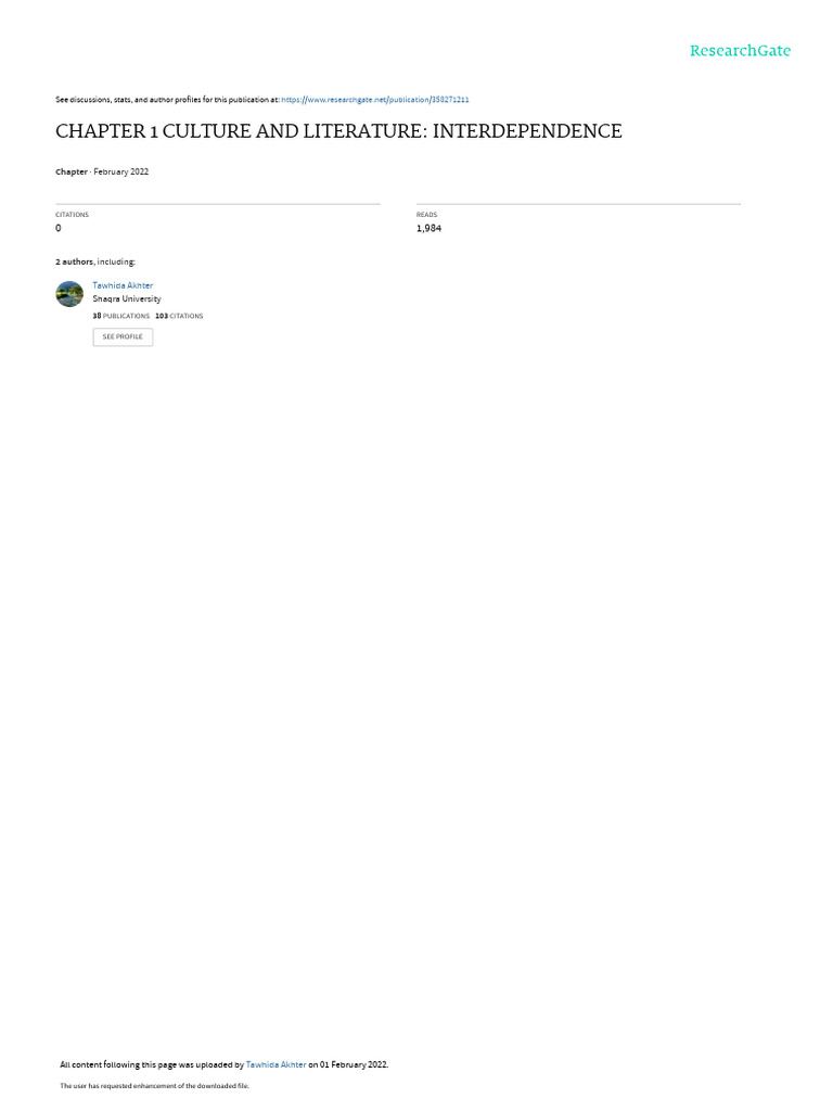 Culture and Literature-Interdependence | PDF | Beowulf | Liberal Arts ...