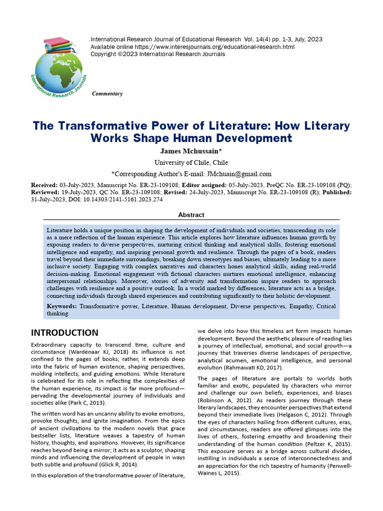 The Transformative Power of Literature | PDF | Psychological Resilience | Empathy