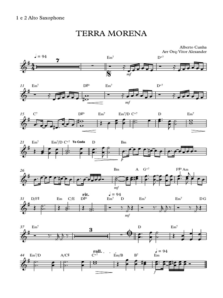 TERRA MORENA - 1 e 2 Alto Saxophone | PDF