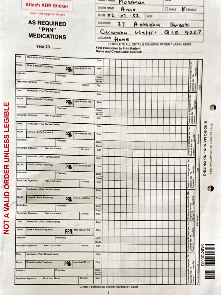 Medication Chart PRN | PDF