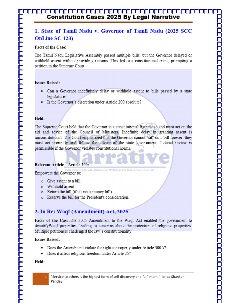 2025 Constitution Cases by Legal Narrative | PDF | Justice | Crime ...