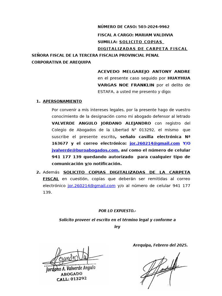 Solicito Copias Digitalizadas - Acevedo Melgarejo Antony - Arequipa ...
