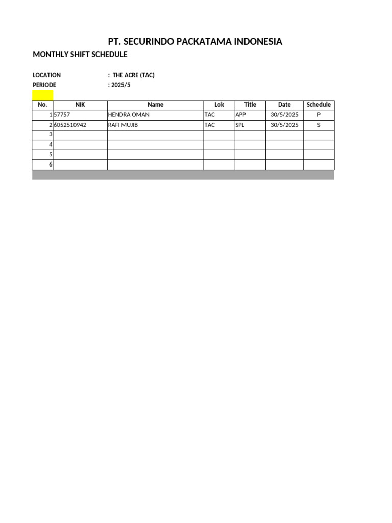 Template Absensi Tac 30052025 | PDF