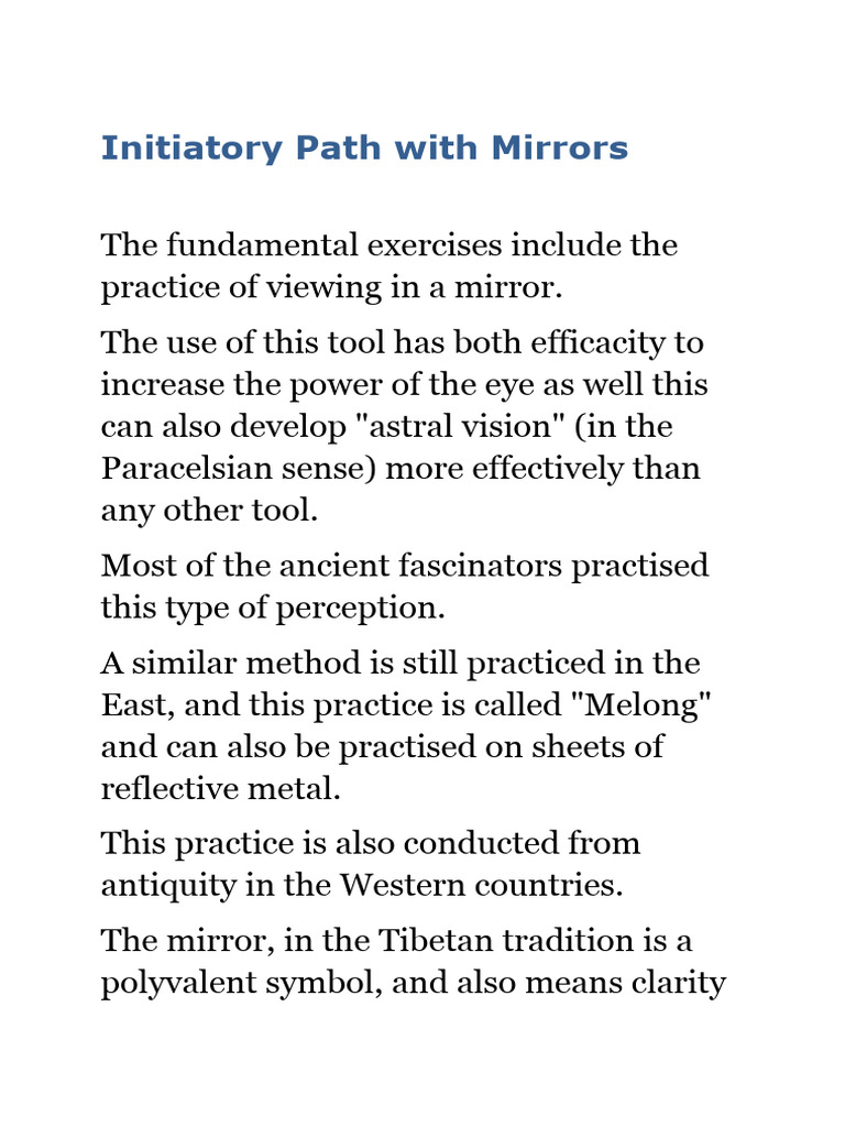 Practical Initiatory Path With Mirrors | PDF | Consciousness | Mirror