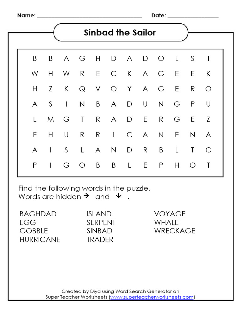 Super Teacher Worksheets Sinbad The Sailor | PDF | Word Puzzles | Puzzles