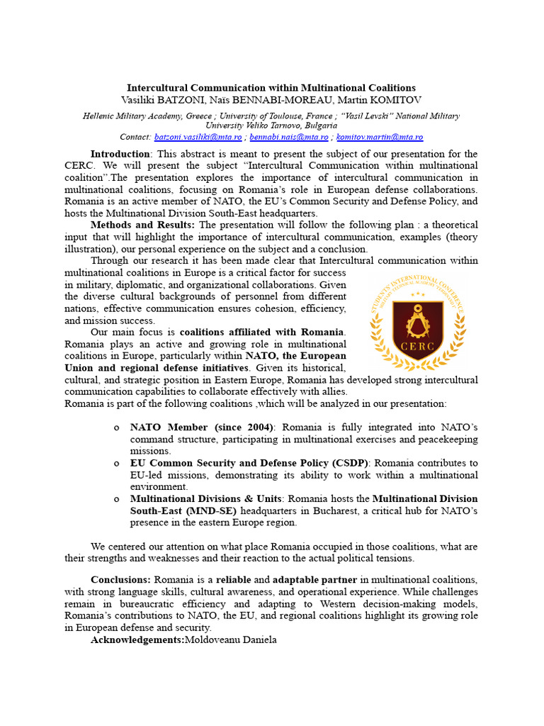 Camera Ready CERC Abstract Template.docx | PDF | Nato