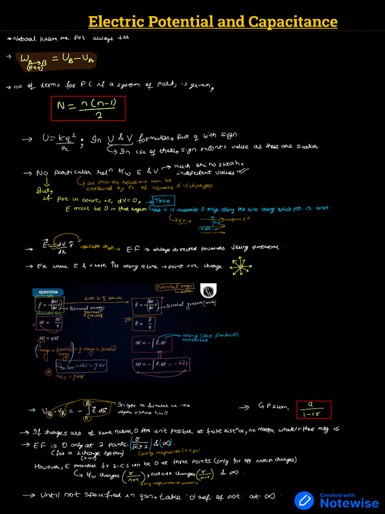 Ultimate Notes - Physics - Electric Potential and Capacitance | PDF