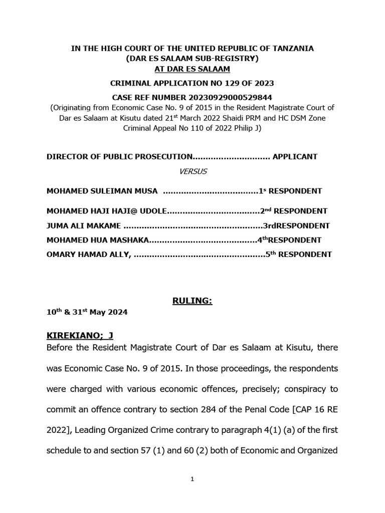 Director of Public Prosecution V Mohamed Suleiman Musa and 4 Others ...