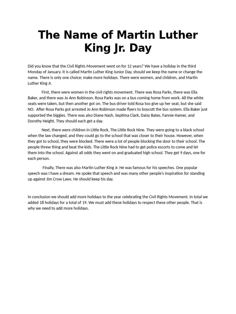 The Name of Martin Luther King JR | PDF