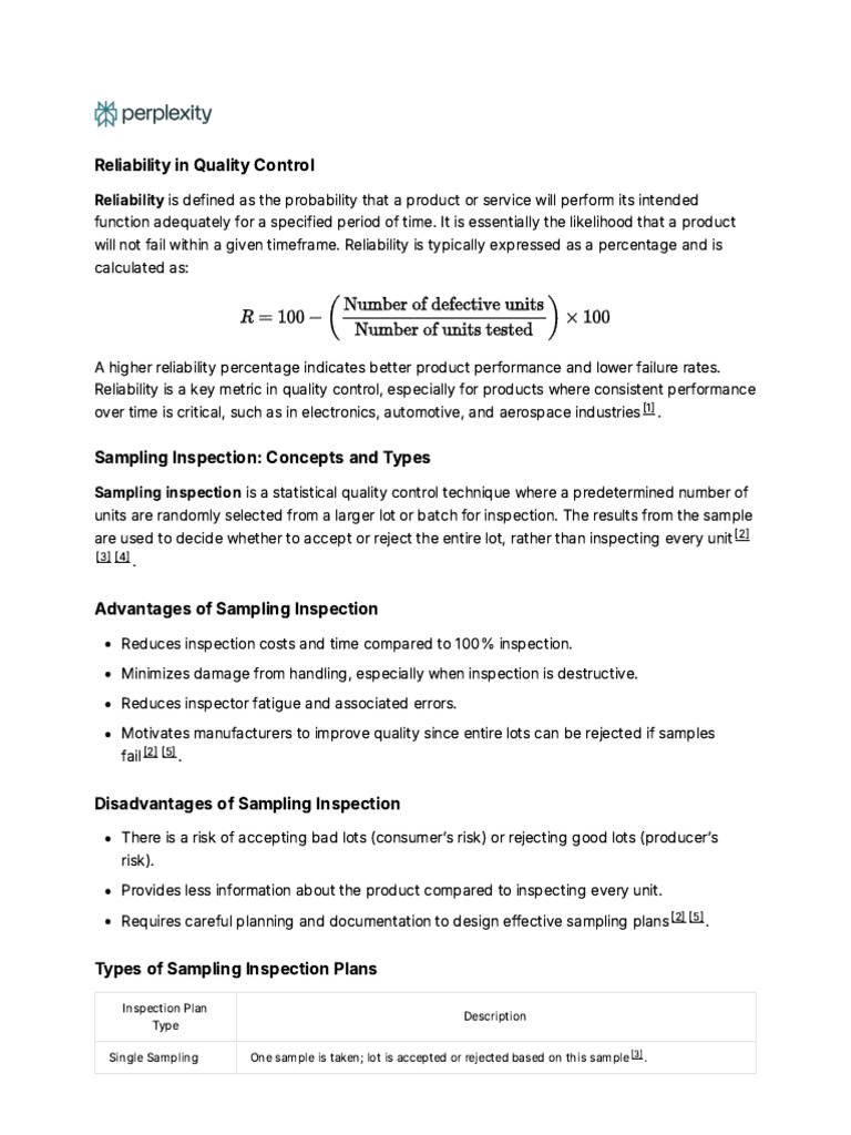 Reliability in Quality Control | PDF | Reliability Engineering | Sampling (Statistics)