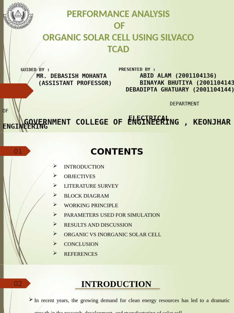Organic_Solar_cell_PPT | PDF | Solar Cell | Materials
