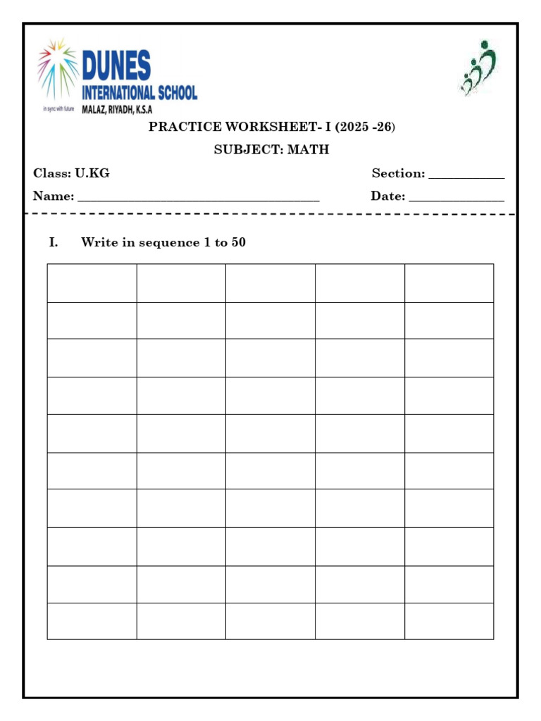 Ukg Math Practice | PDF