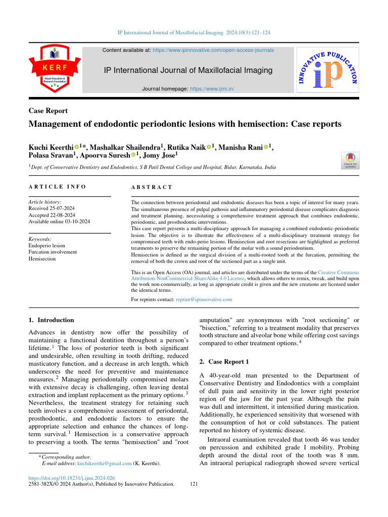 Hemisection for Endo-Perio Lesions | PDF | Periodontology | Dental Anatomy