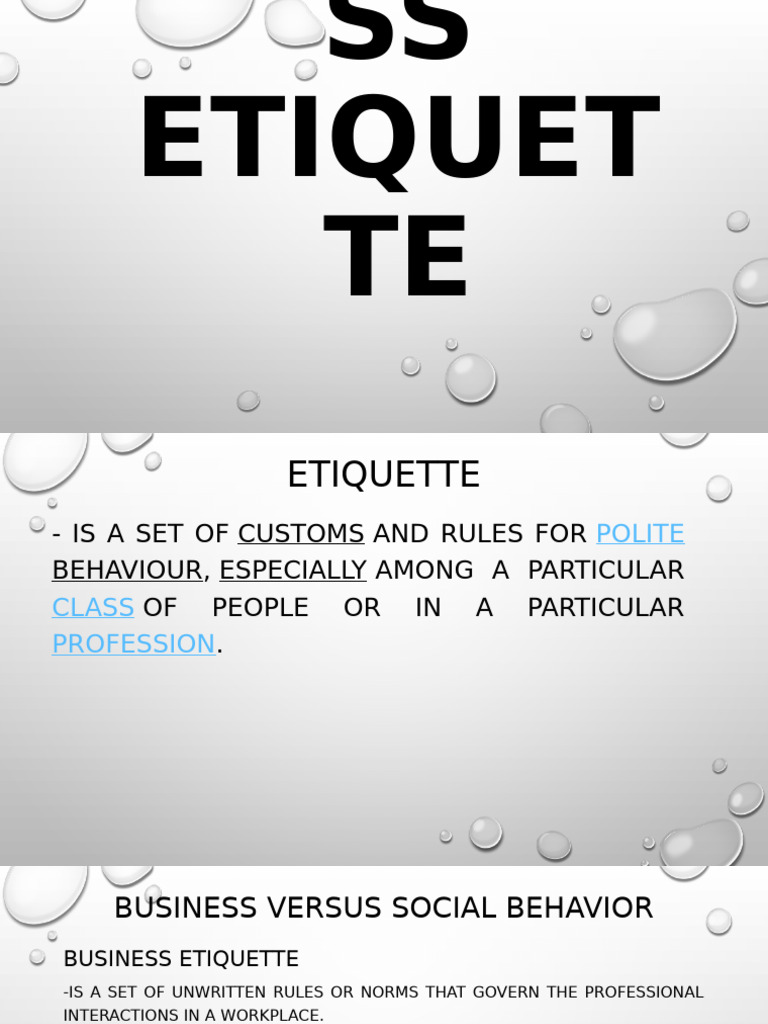 6 Business Etiquette | PDF | Etiquette | Internet
