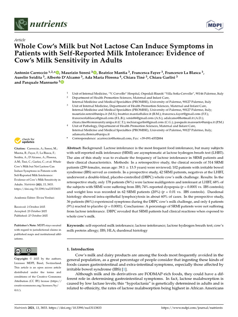 milk intolerance vs lactose intolerance | PDF | Irritable Bowel ...