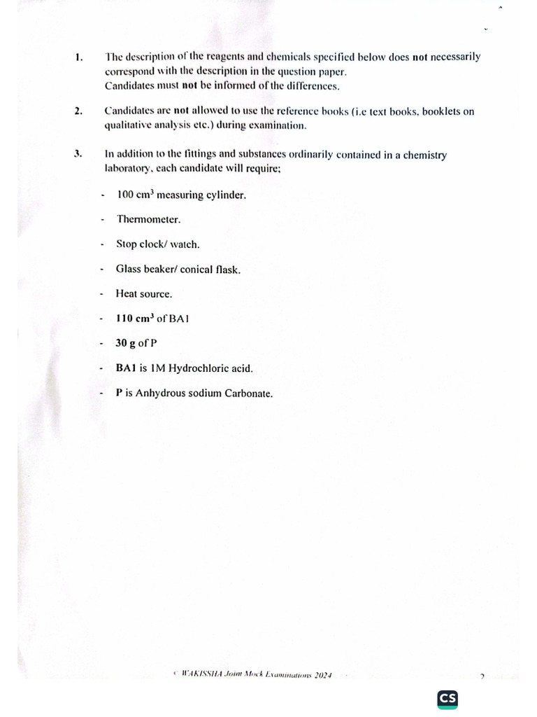 Wakissha Mock Practical Papers | PDF