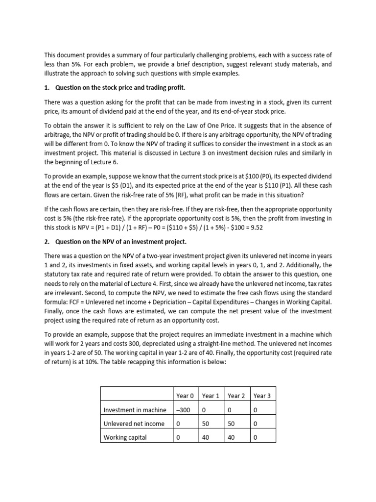 Key Isssues Encountered During The Final Exam | PDF | Net Present Value | Depreciation