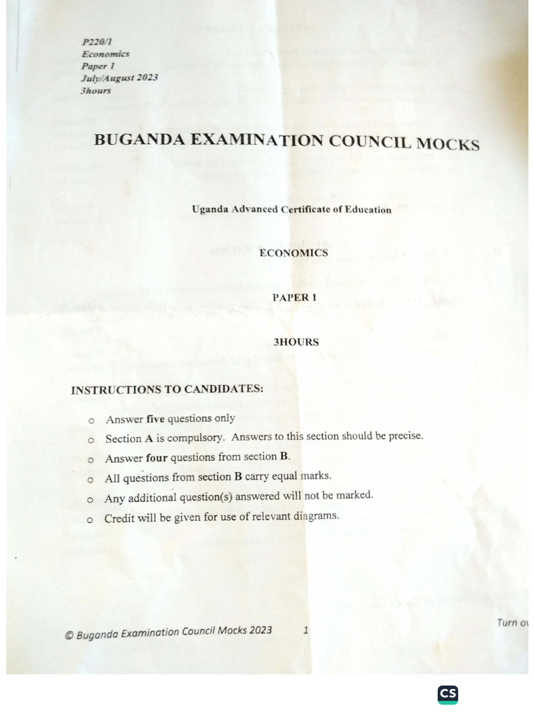 Beco Paper 1 Economics | PDF