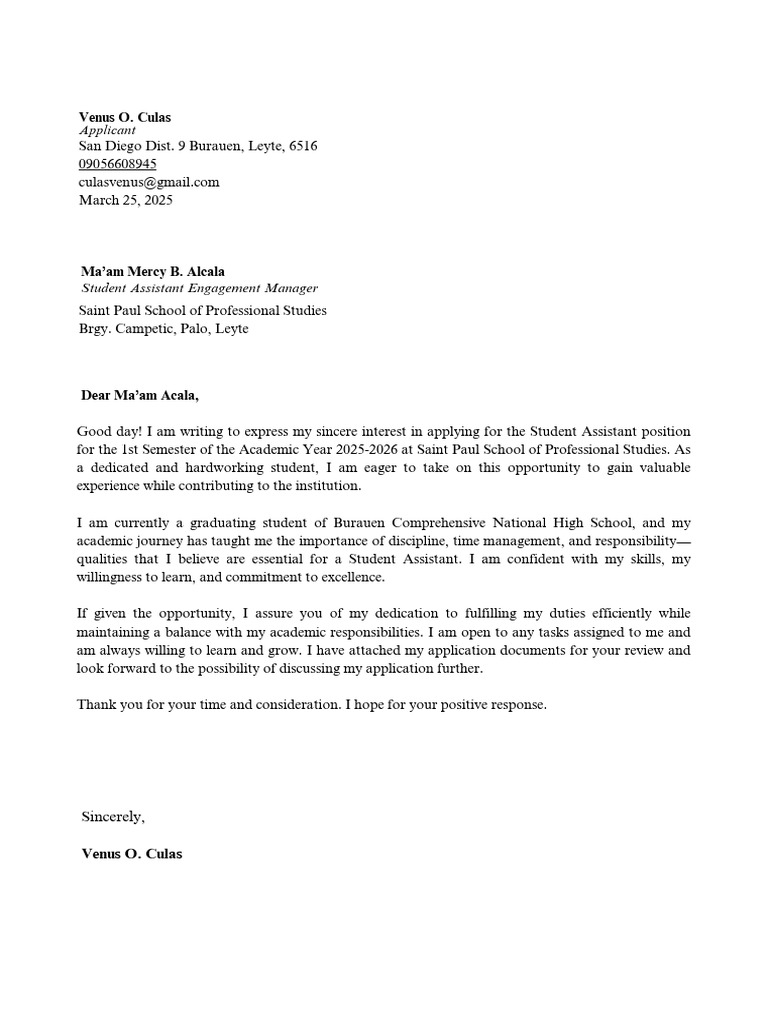 Application Letter | PDF