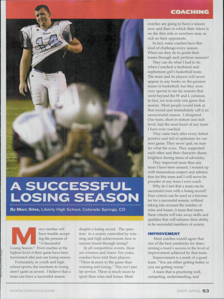 A Successful Losing Season (Coach - AD) | PDF