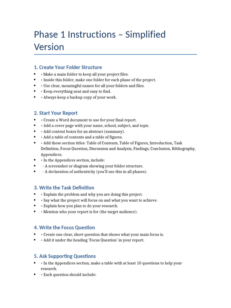 Phase 1 Instructions Simplified | PDF