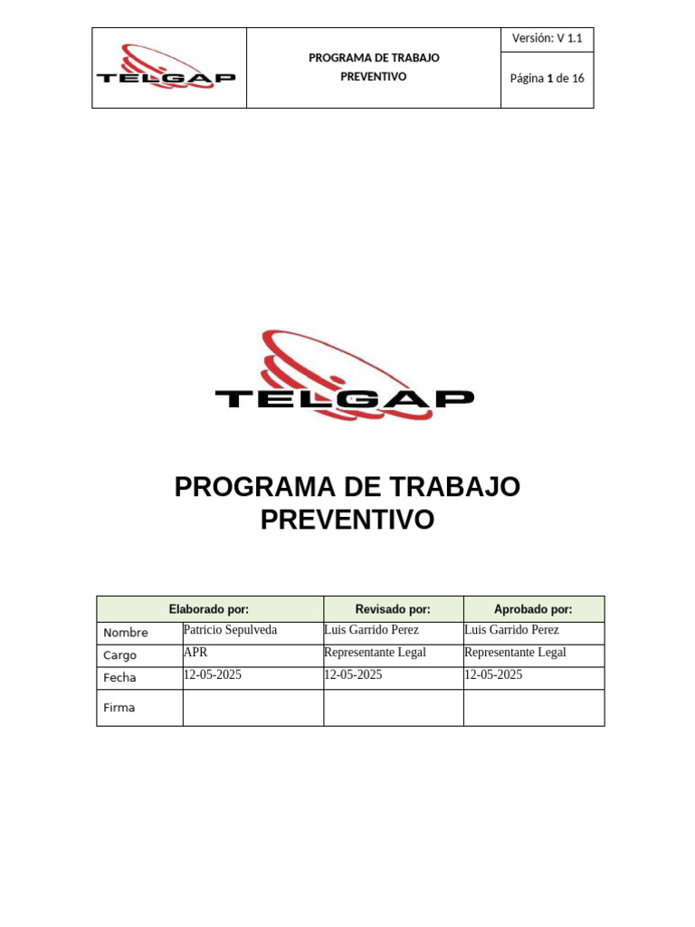 Programa de Trabajo en Preventivo Ds 44 | PDF | Seguridad y salud ...