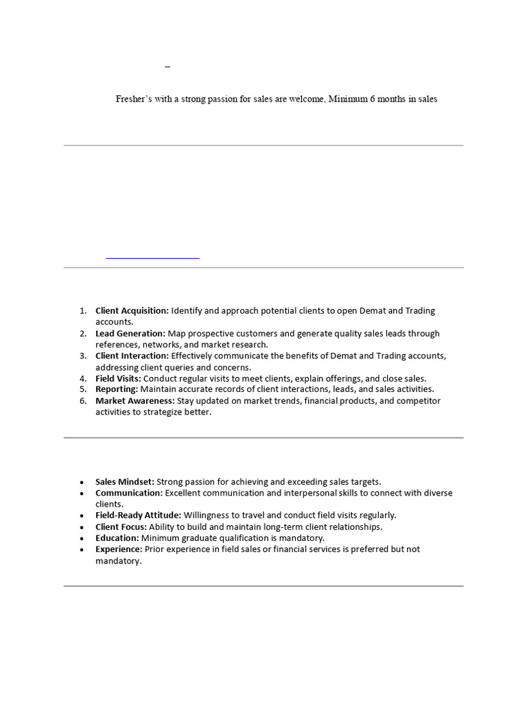 Financial Services Relationship Manager Job | PDF