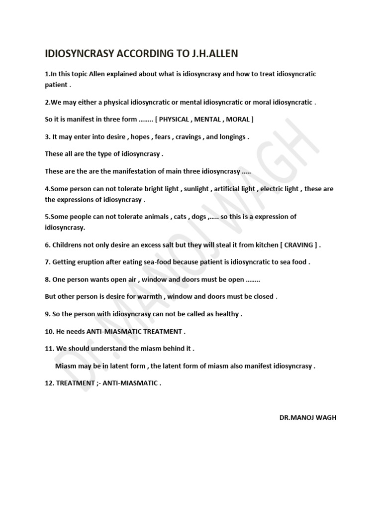 Idiosyncrasy According To J | PDF