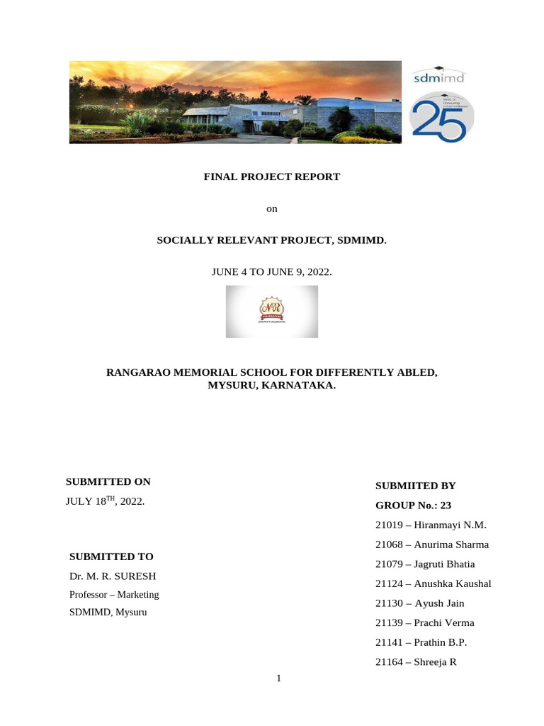 SRP Final Report - Group 23 | PDF | Visual Impairment | Teachers