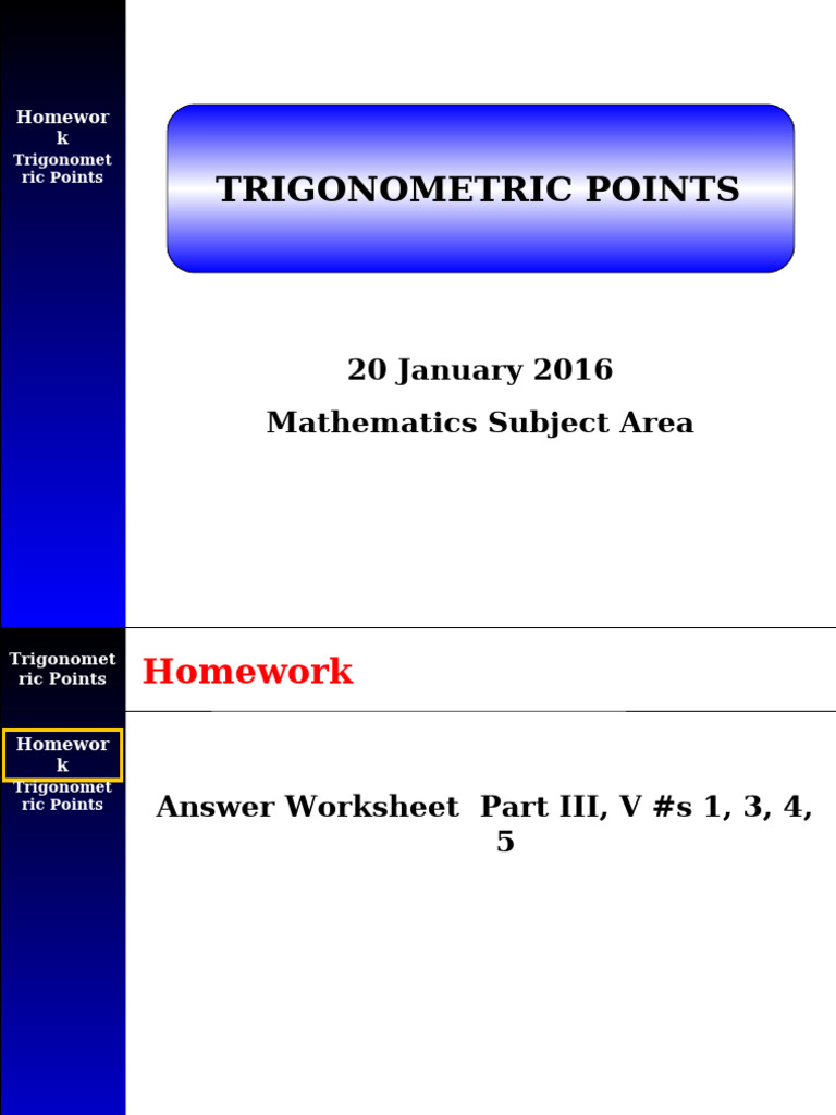 Trigonometric Points | PDF | Trigonometry | Elementary Mathematics