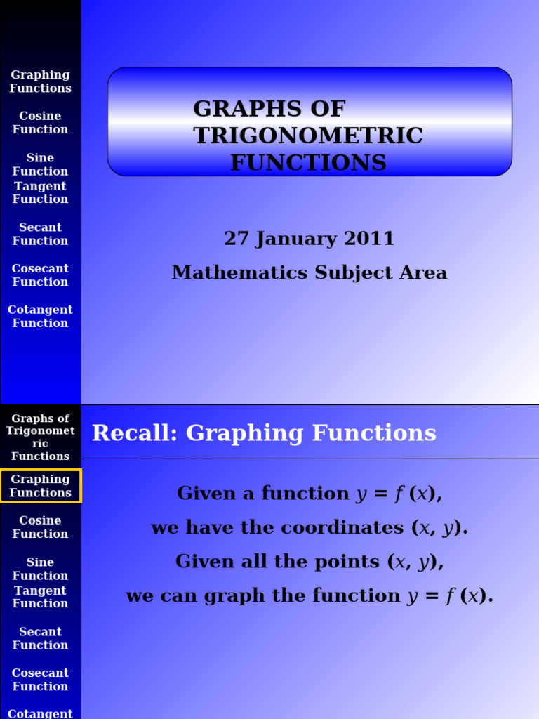 Trigonometric Function Graphs Guide | PDF | Trigonometric Functions ...