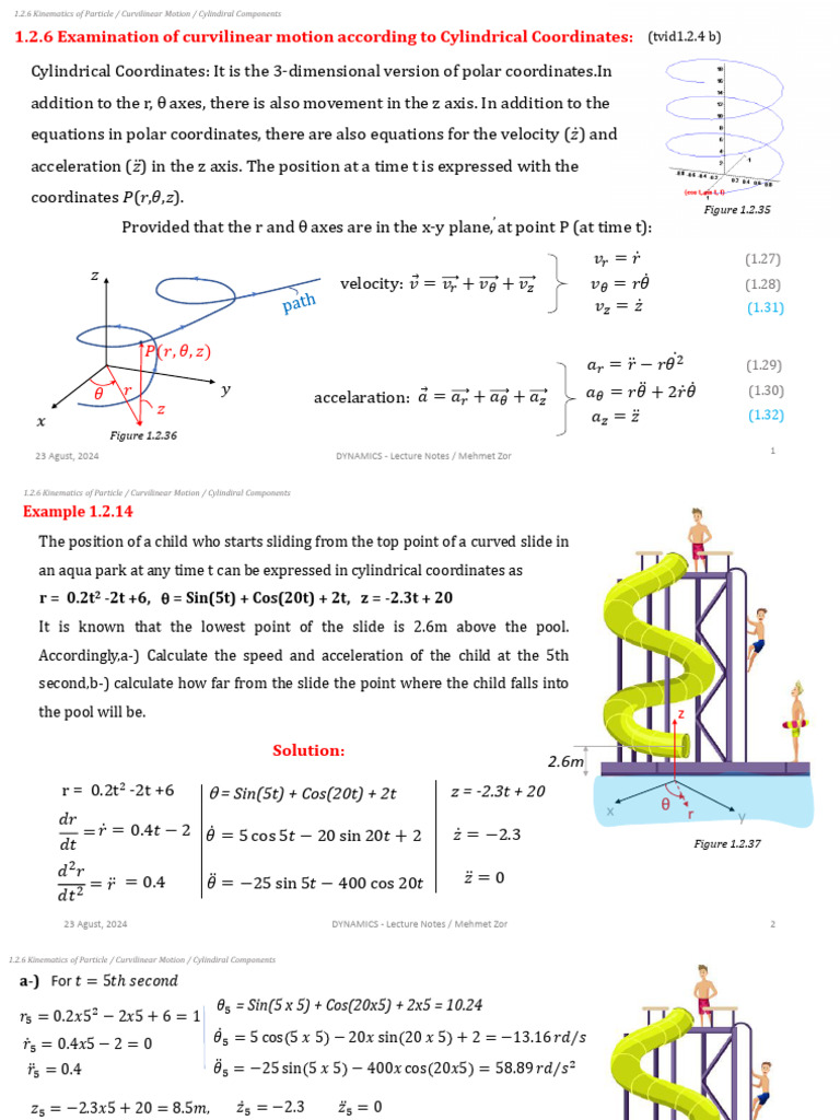 Dynamics - Cylindirical Components | PDF | Coordinate System | Acceleration