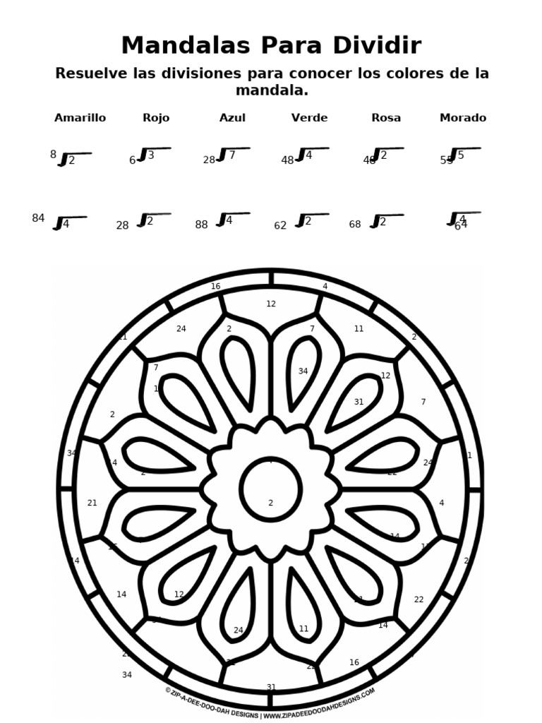 Mandalas: Ejercicios de Divisiones y Restas | PDF