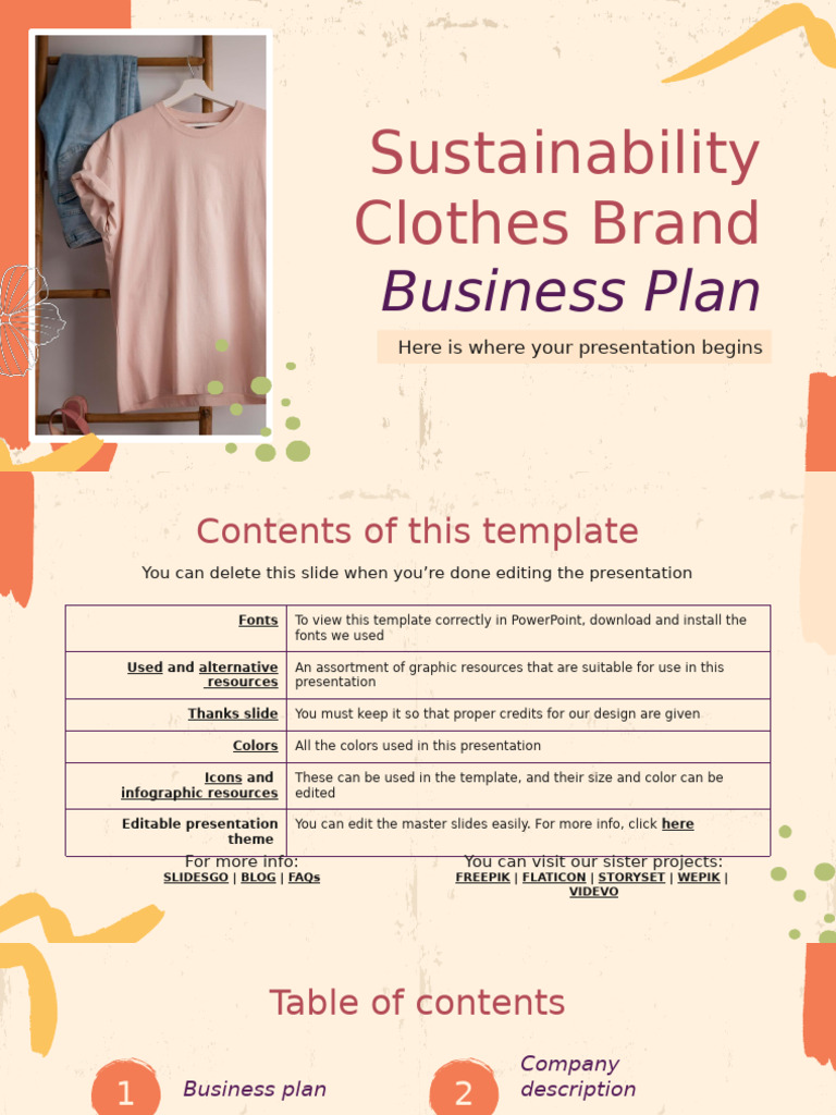 Sustainability Clothes Brand Business Plan by Slidesgo | PDF | Market ...