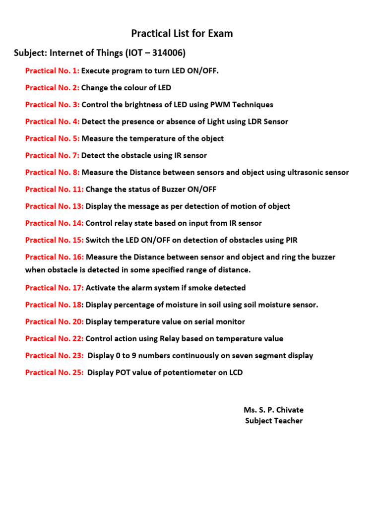 IOT Practical List | PDF