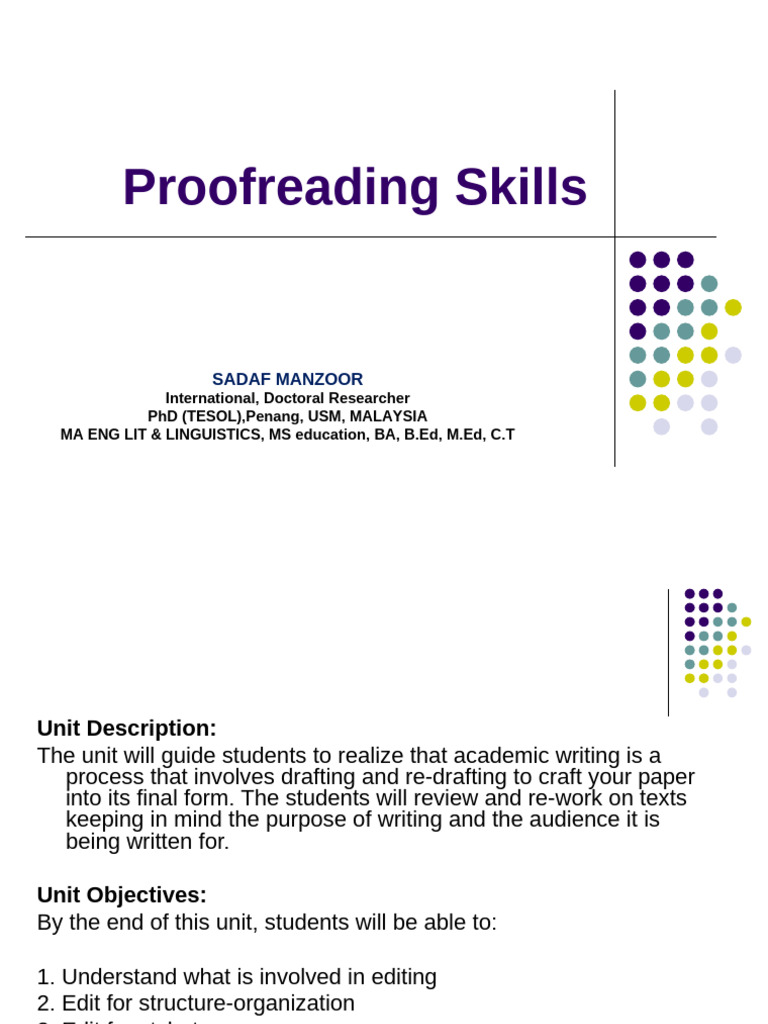 Proofreading Skills and Techniques | PDF | Proofreading | Grammatical ...