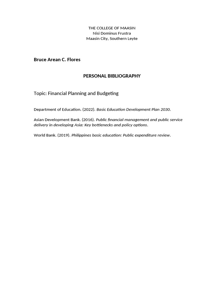 FRM Personal Bibliography | PDF
