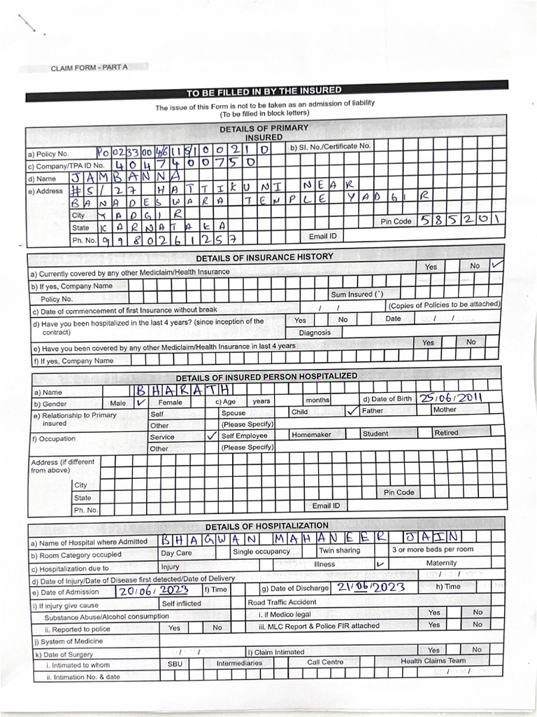 Bharath Claim Form | PDF