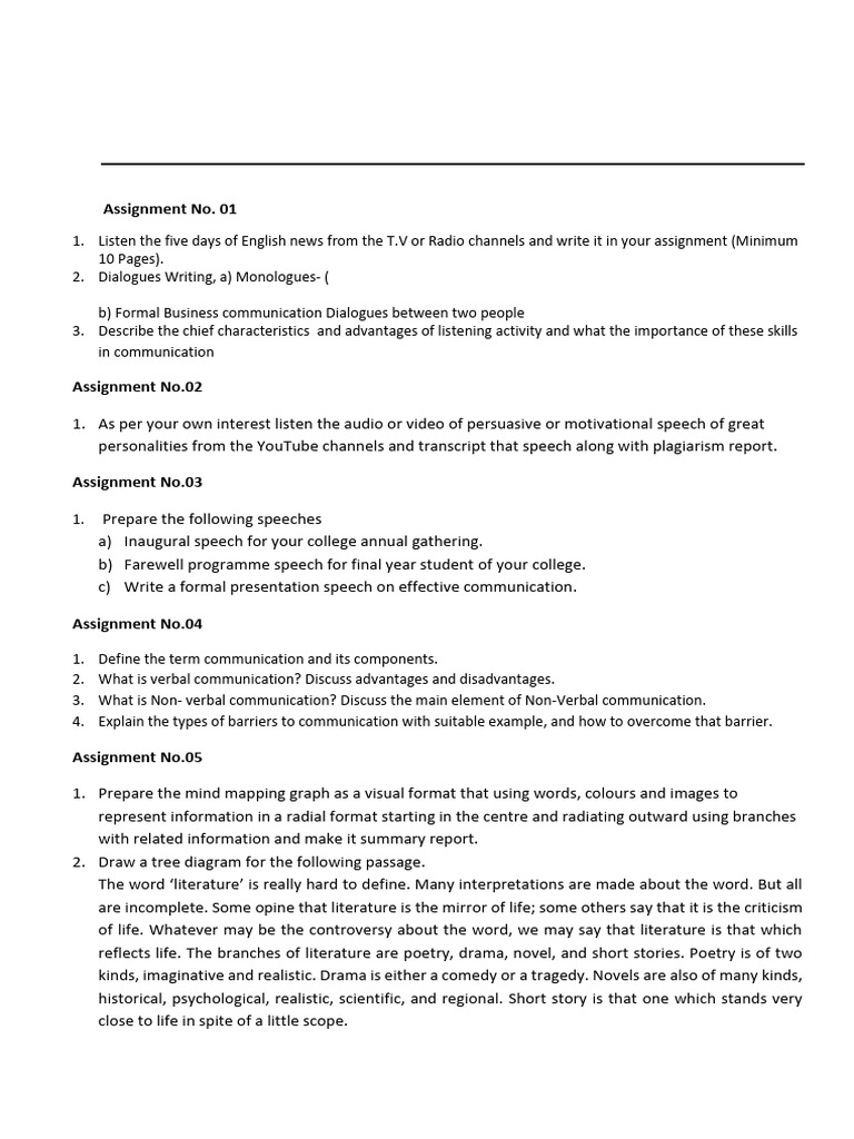 PCE-I Assignments A. Y 2023-24 | PDF | Communication | Human Communication