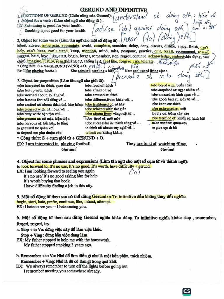 To V - Ving | PDF