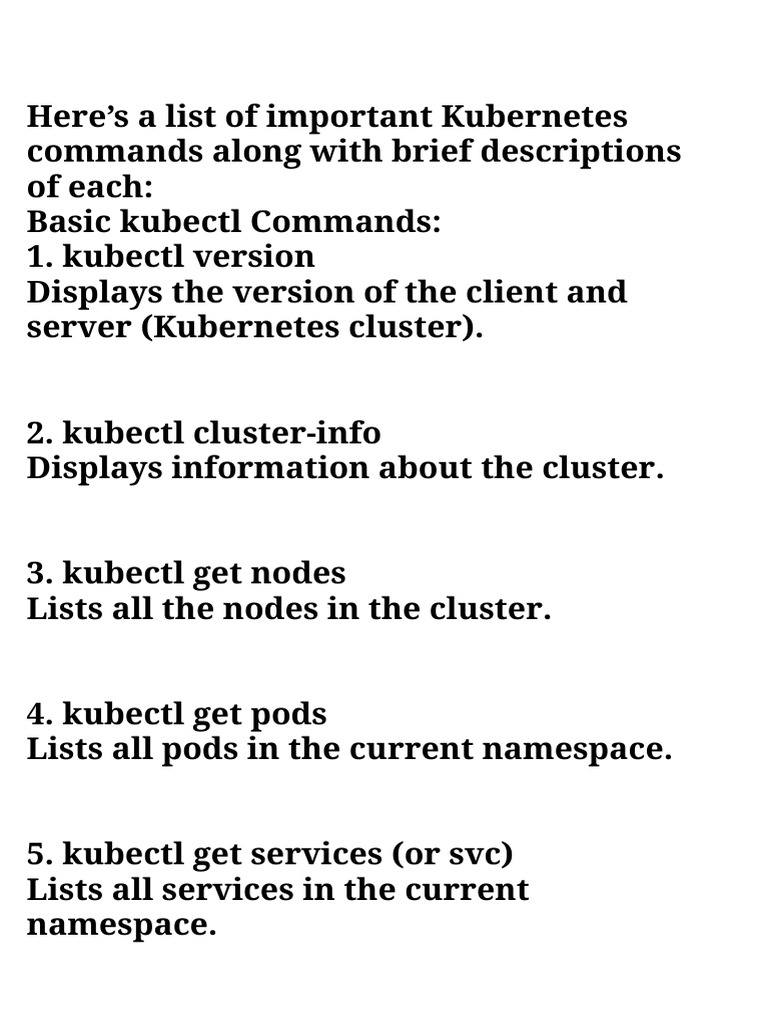 Top Kubernete Command 1728586977 | PDF | Computer Engineering | Information Technology