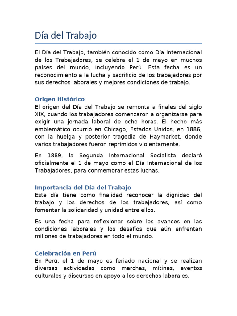 Dia Del Trabajo Completo | PDF