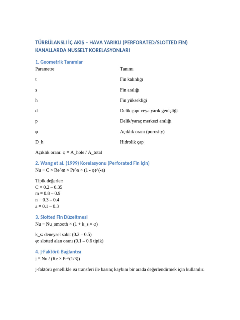 Hava Yarikli Fin Turbulansli Akis Nusselt | PDF