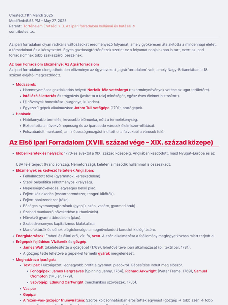 Az Ipari Forradalom Hullámai És Hatásai | PDF