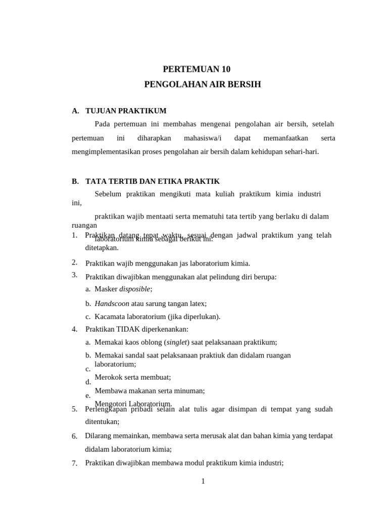 Pertemuan Ke-10 Pengolahan Air Bersih | PDF