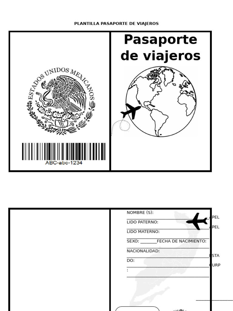 Plantilla Pasaporte de Viajeros | PDF