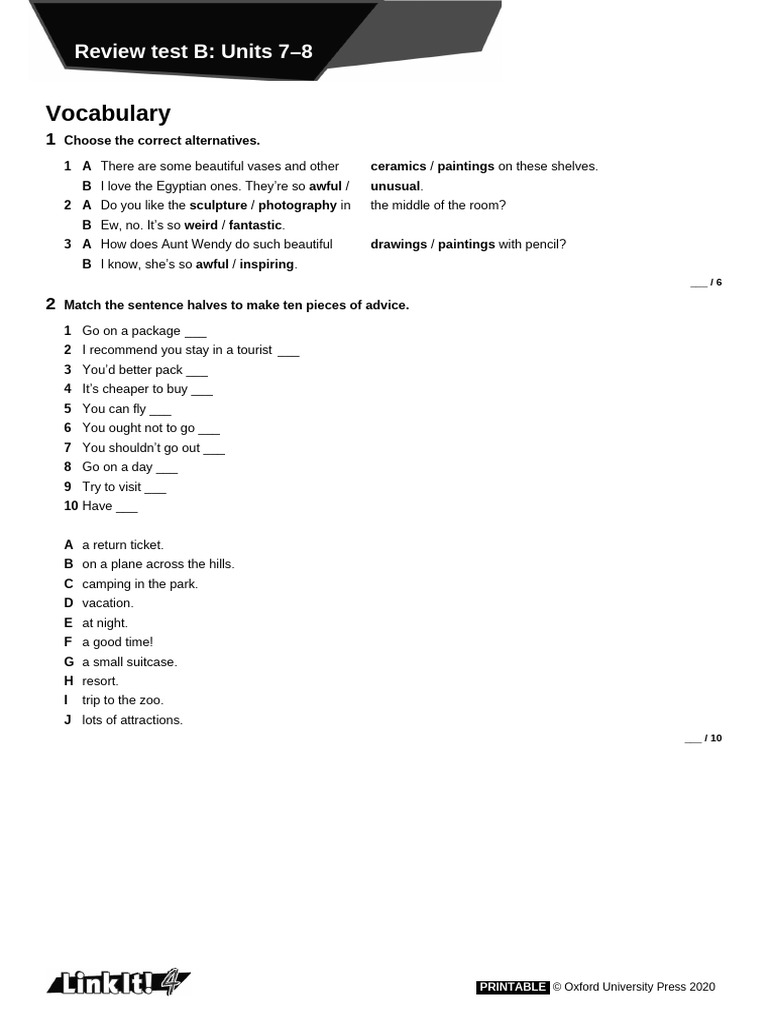 LI L4 Review Test Units 7-8 B | PDF | Reality