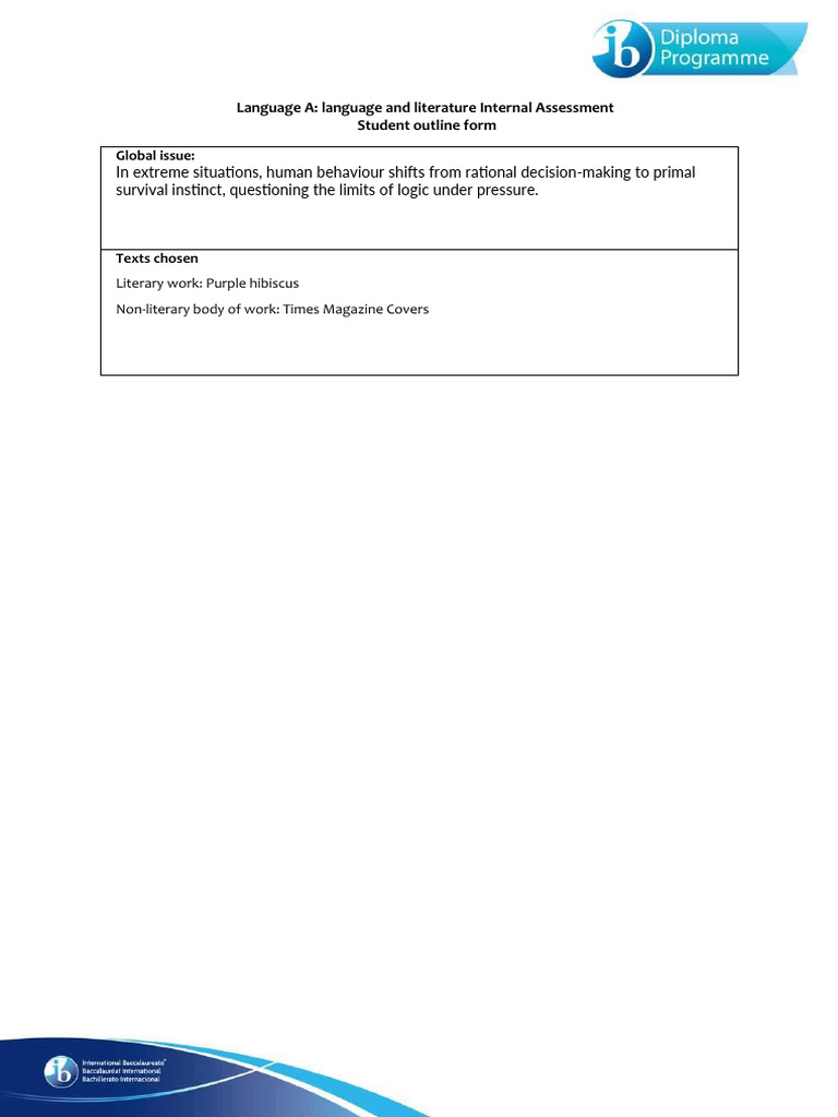 IB Lang Lit IA Outline | PDF