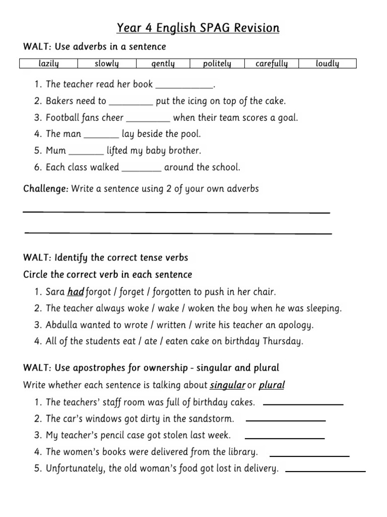 Y4 Pte Spag Revision | PDF